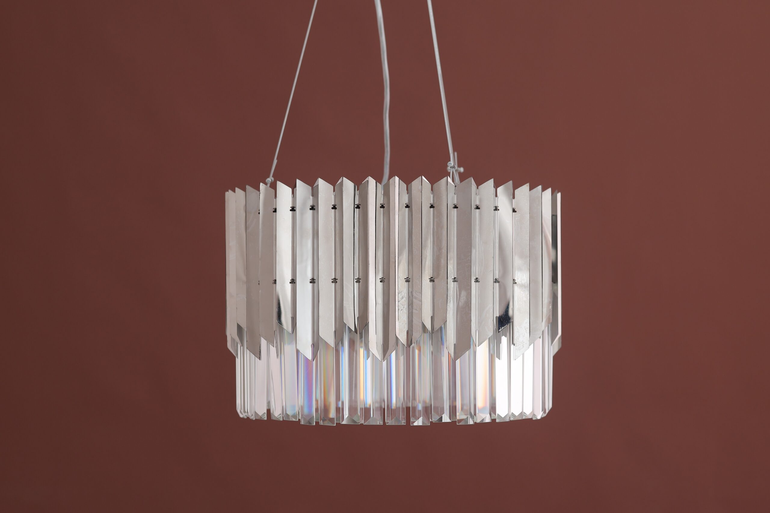 Arrow Round Chandelier, 6 Lights, Stainless Steel, 40×50 cm - Silver ...