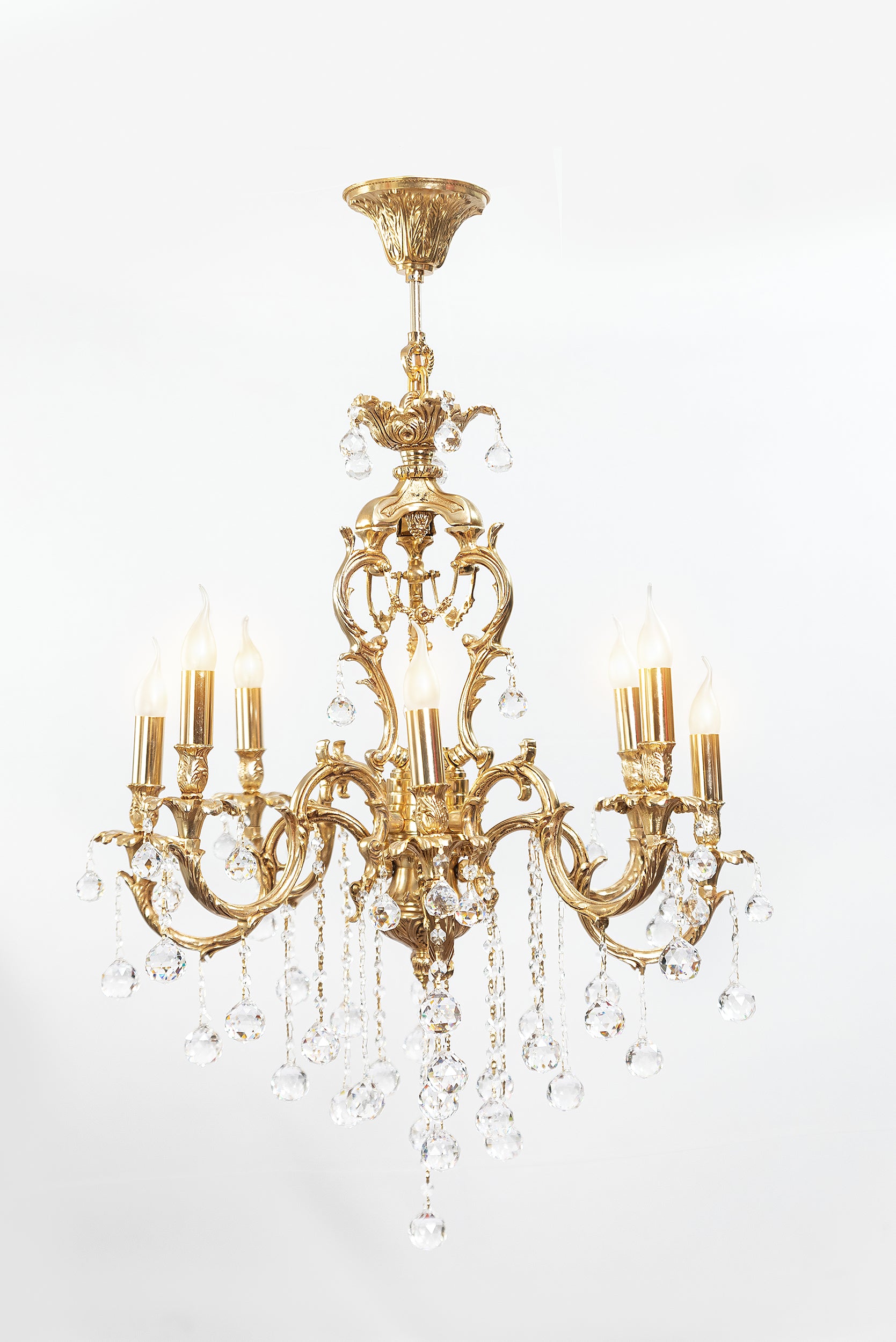 S-flame Chandelier, 8 Lights, Copper, 72×100cm - 24k Gold – kandilegypt